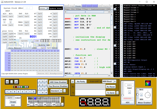 About the Simulator – EdSim51DI